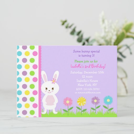 Bunny Birthday Party Invitations | Zazzle