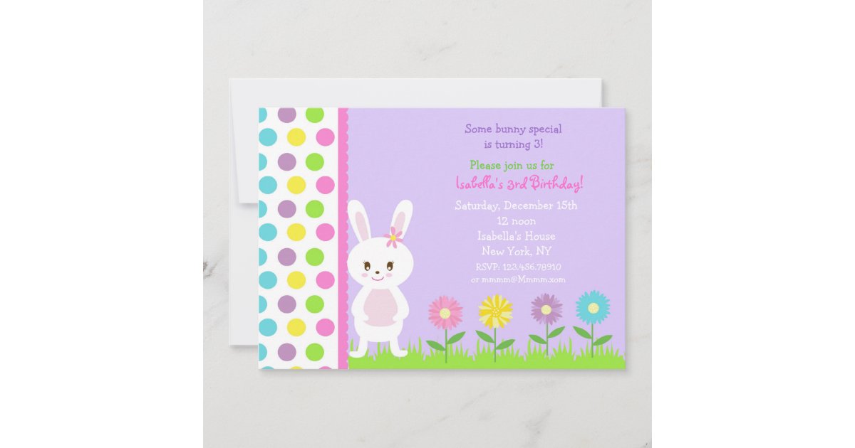 Bunny Birthday Party Invitations | Zazzle