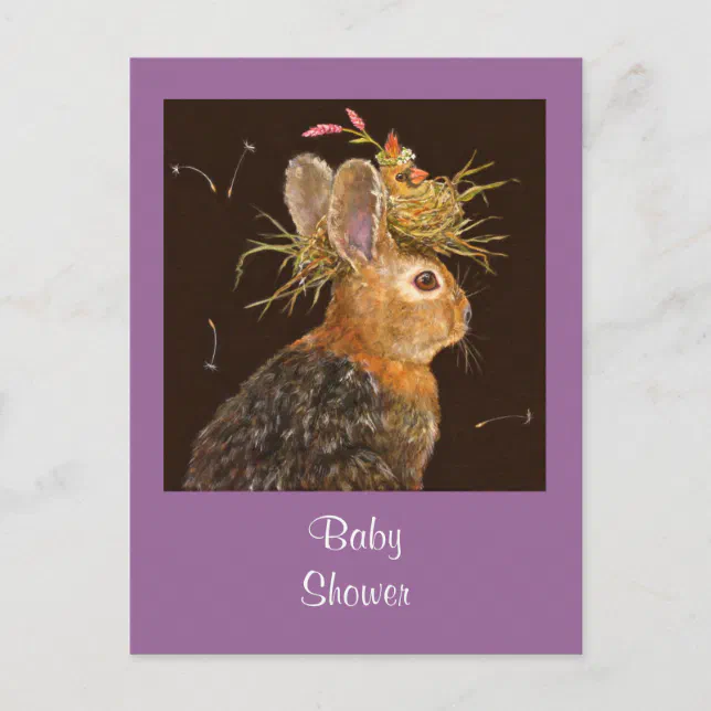 bunny/cardinal baby shower postcard | Zazzle