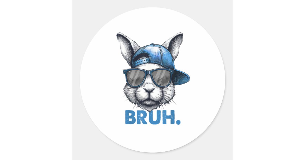 Bunny Face Bruh Meme Funny Saying Bro Greeting Eas Classic Round ...