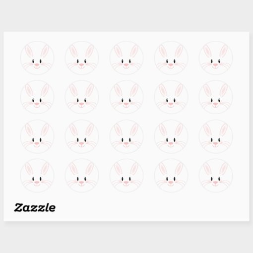 Bunny Face Classic Round Sticker | Zazzle