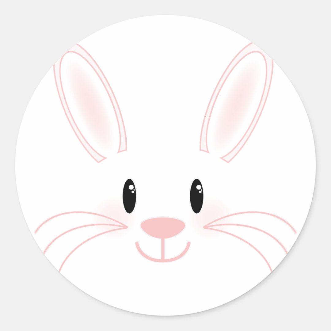 Bunny Face Classic Round Sticker | Zazzle