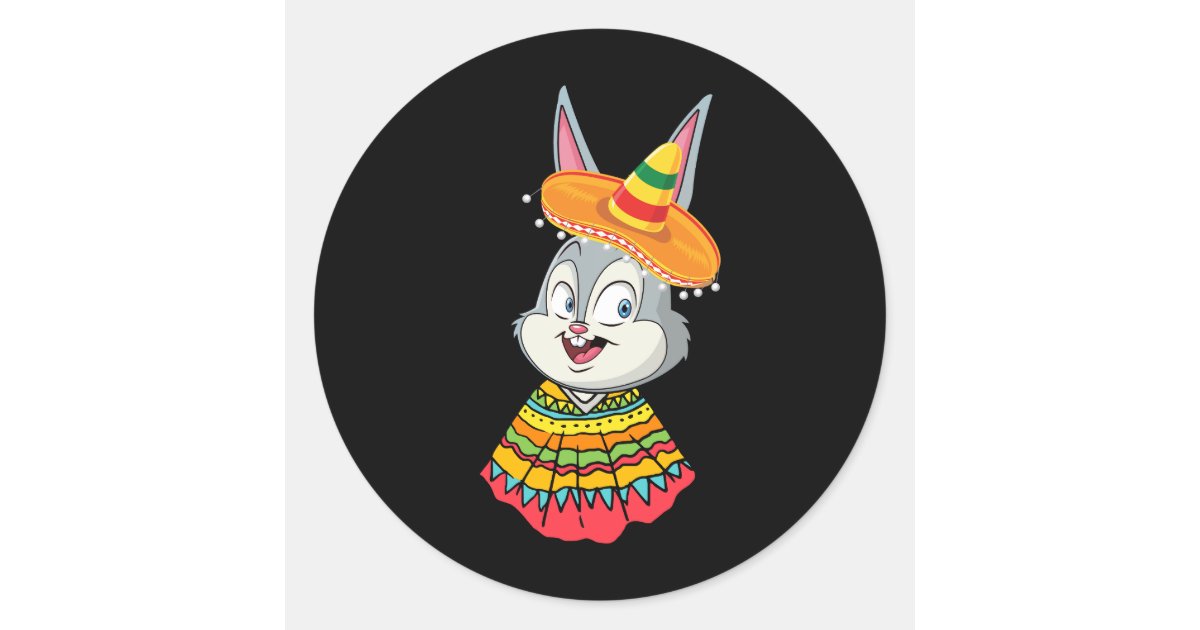 Bunny Face With Sombrero Hat Cinco De Mayo Easter Classic Round Sticker ...