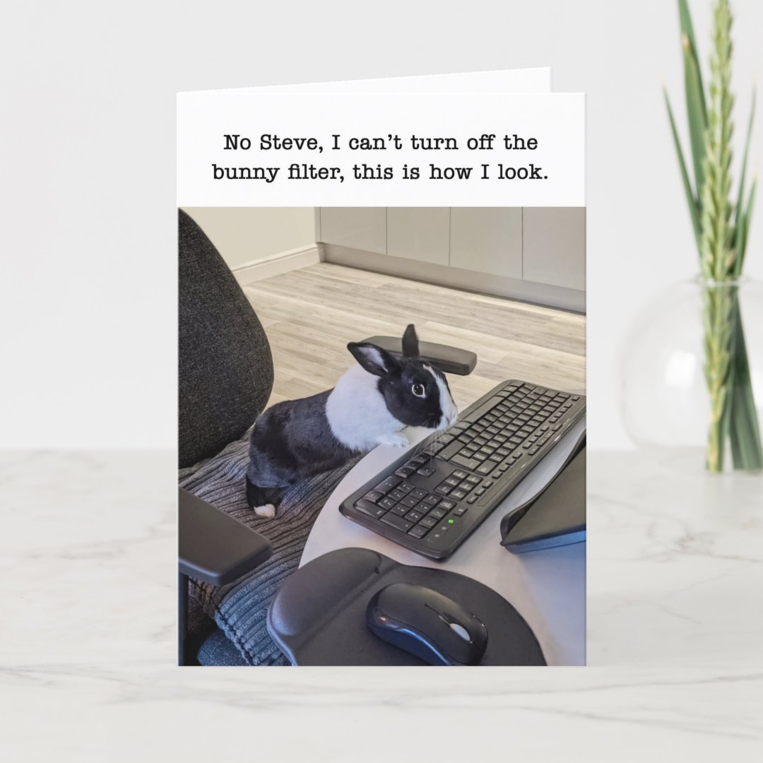 Bunny Filter Humor Birthday Card | Zazzle