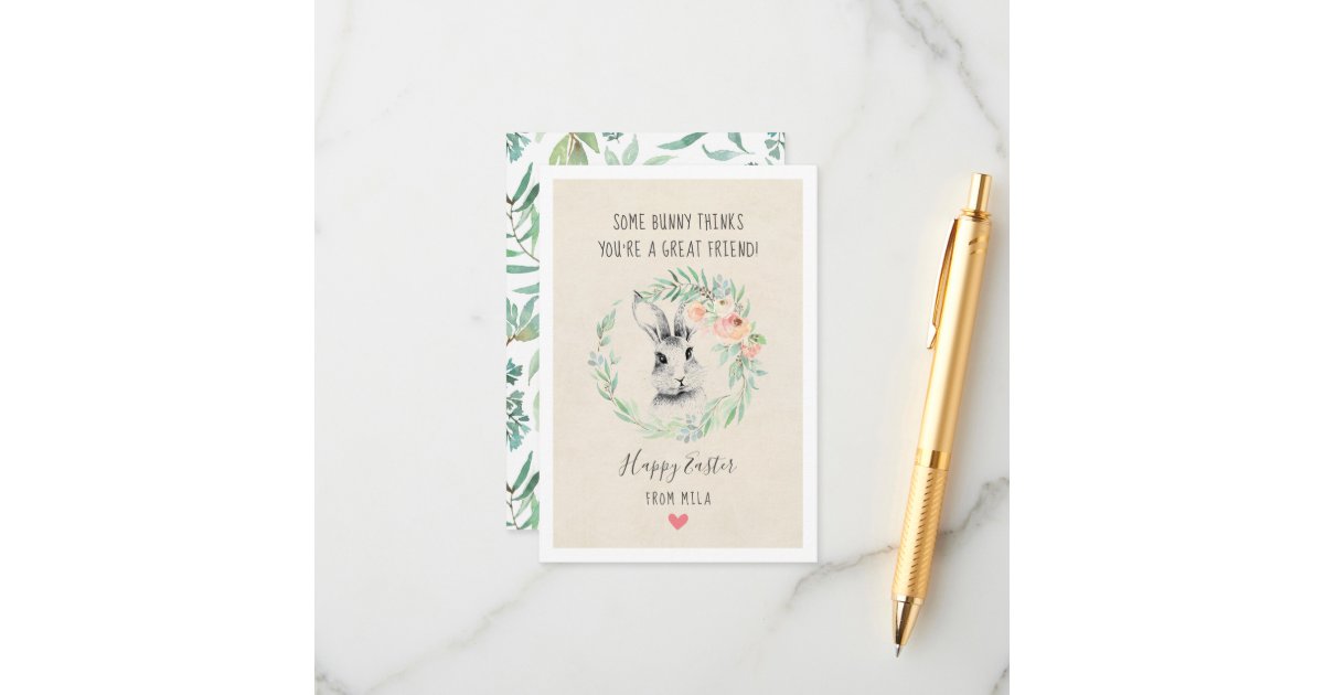 Bunny Friend Kids Easter Cards | Zazzle