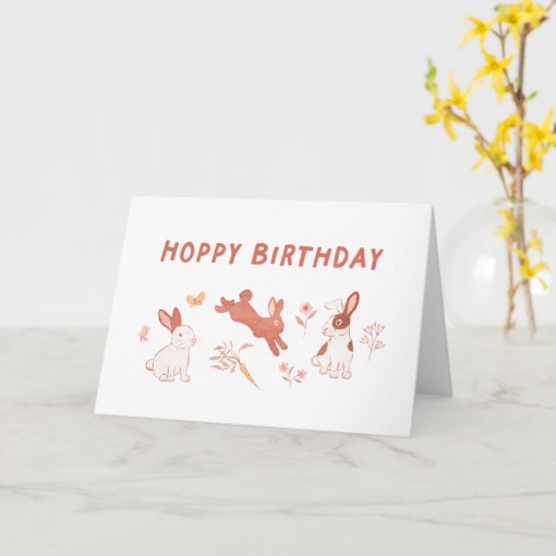 Bunny Hoppy Birthday Card | Zazzle