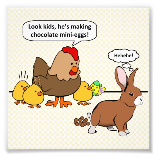 Bunny makes chocolate poop funny cartoon photo print | Zazzle.com