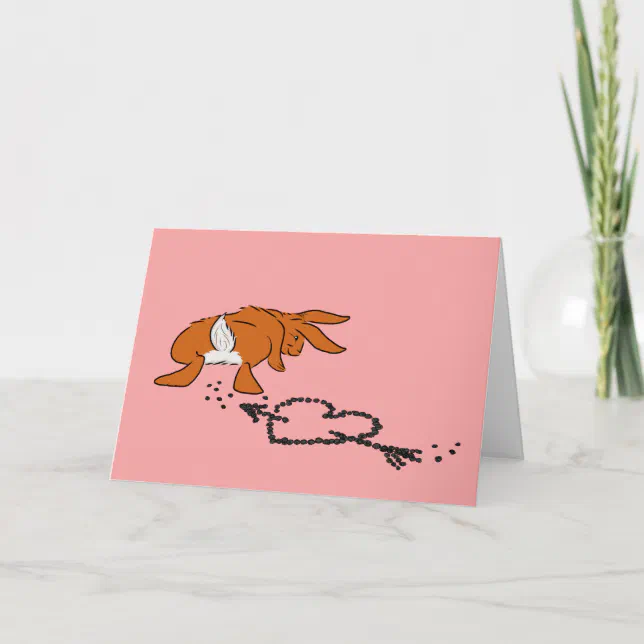 Bunny poop heart greeting card | Zazzle