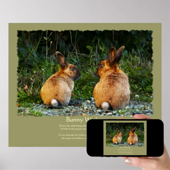 BUNNY RABBIT ART & Poem for Kids Poster | Zazzle