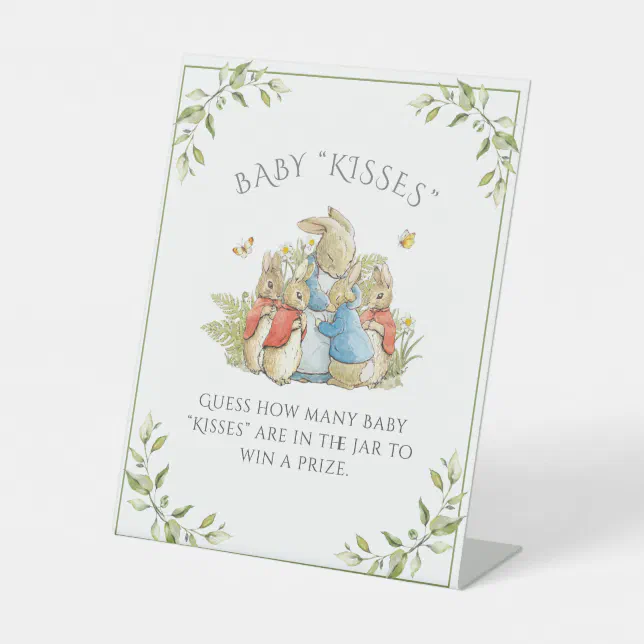 Bunny Rabbit Baby Shower Game Pedestal Sign | Zazzle
