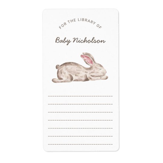 Bunny Rabbit baby shower library bookplates | Zazzle.com