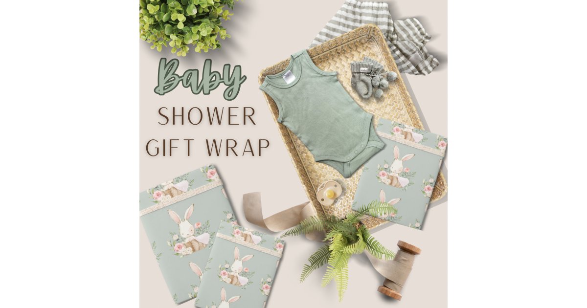 Bunny Rabbit Baby Shower Wrapping Paper | Zazzle