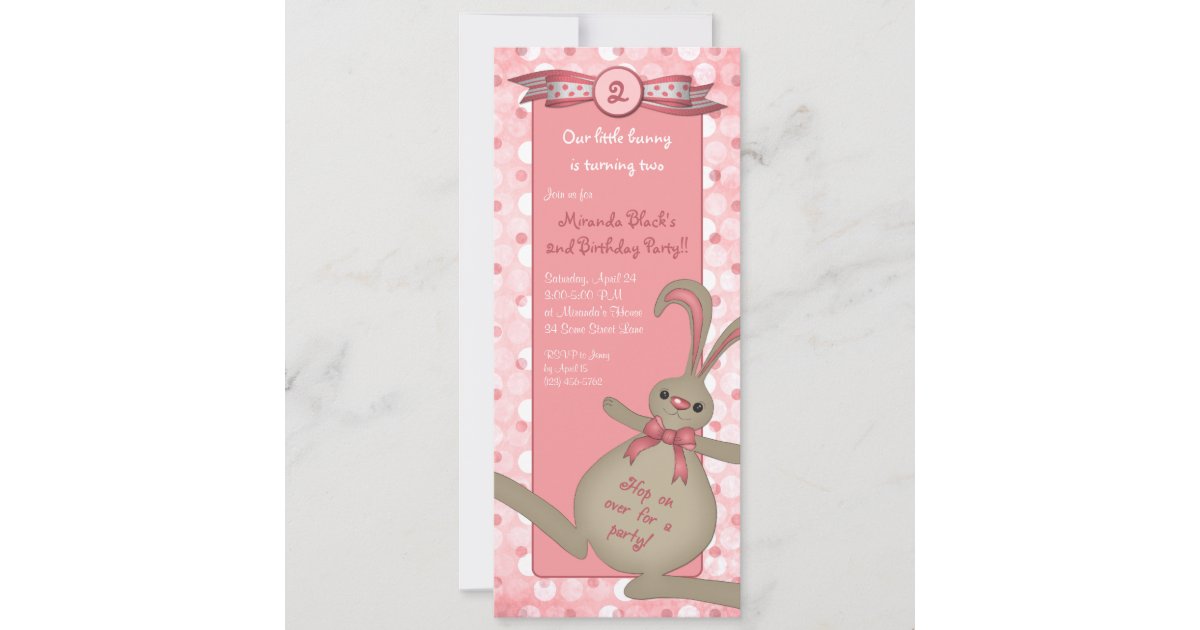 Bunny Rabbit Birthday Party Invitation | Zazzle