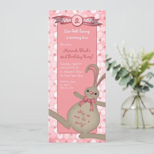 Bunny Rabbit Birthday Party Invitation | Zazzle