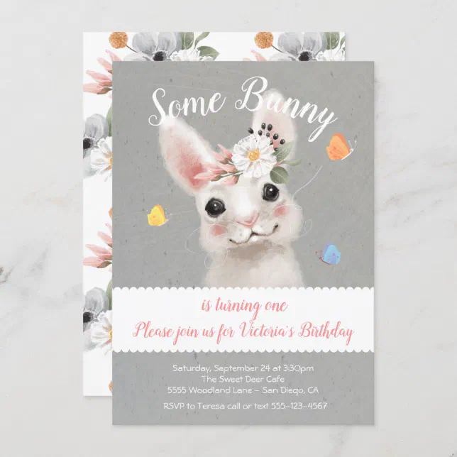 Bunny Rabbit Birthday Party Invitation | Zazzle