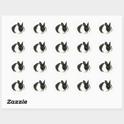 Bunny Rabbit Black & White Classic Round Sticker | Zazzle