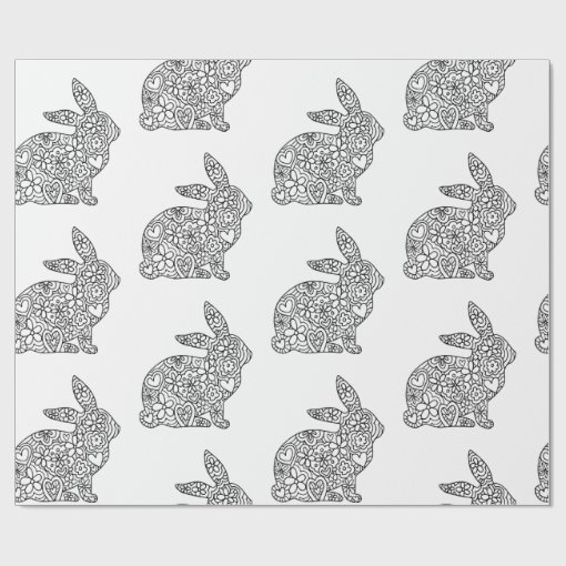 Bunny Rabbit Coloring Wrapping Paper | Zazzle