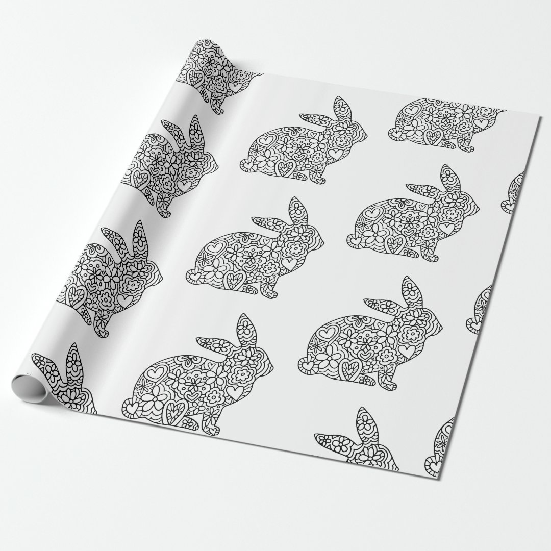 Bunny Rabbit Coloring Wrapping Paper | Zazzle