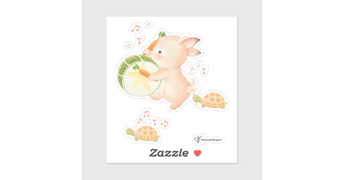 Bunny Rabbit Drummer - Music Parade Sticker | Zazzle