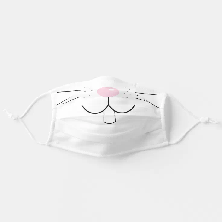 Bunny Rabbit Face Fun Funny Cute Cartoon Adult Cloth Face Mask | Zazzle