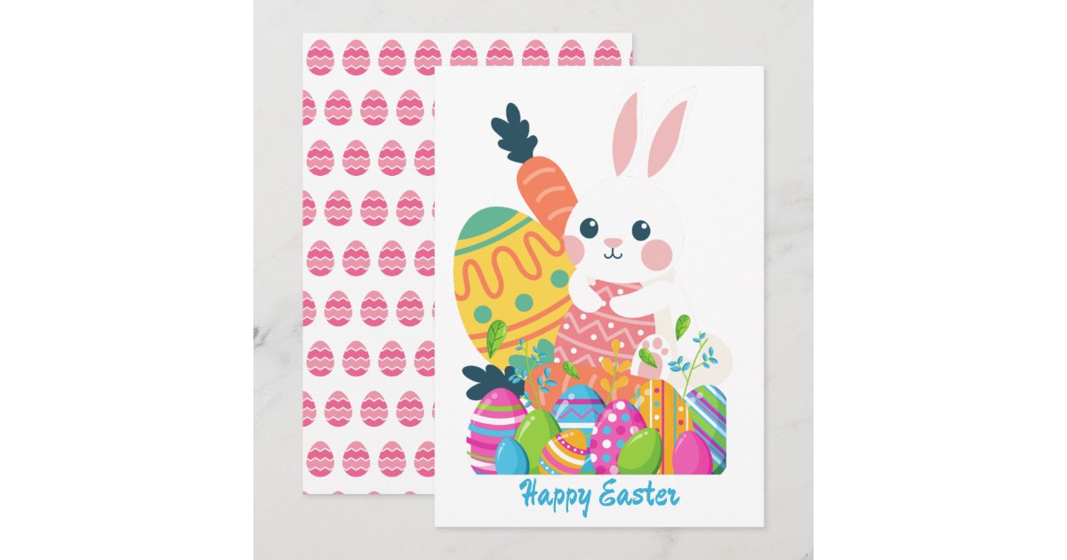 Bunny Rabbit Happy Easter Holiday Card | Zazzle