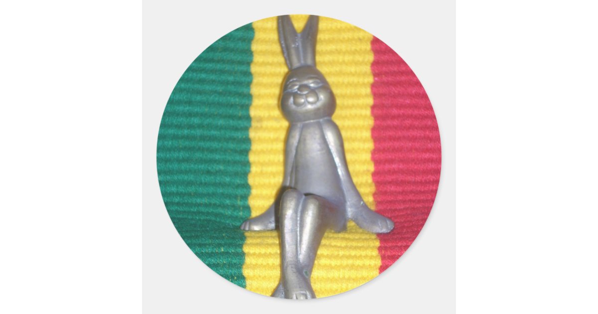 Bunny - Rabbit in Rasta Colors: A Touch of Groovy Classic Round Sticker ...
