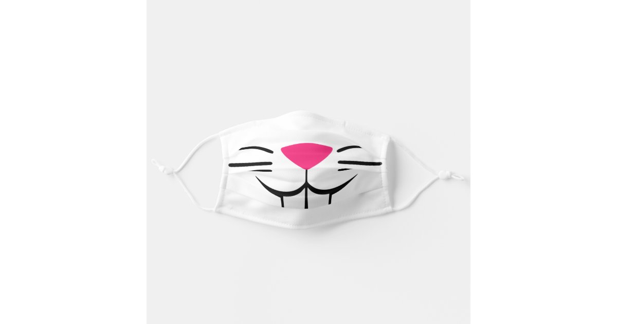 BUNNY RABBIT NOSE AND WHISKERS ADULT CLOTH FACE MASK | Zazzle