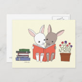 Bunny Rabbit Reading Book Postcard Cute Bunny Book | Zazzle