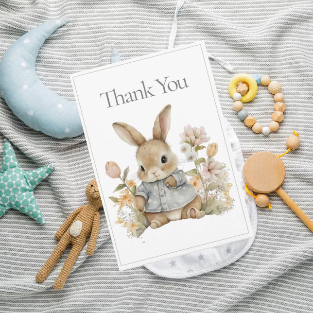 Bunny Rabbit Watercolor Baby Thank You | Zazzle