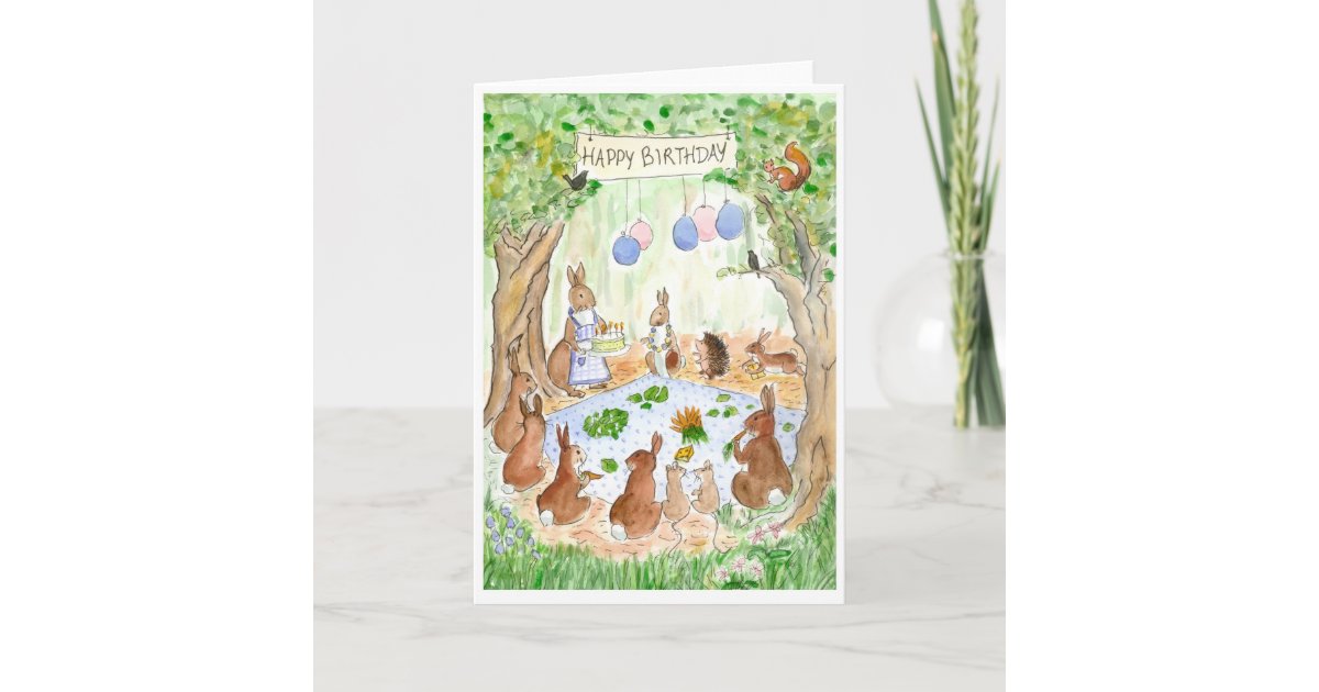 'Bunny Rabbits' Birthday Card | Zazzle.com