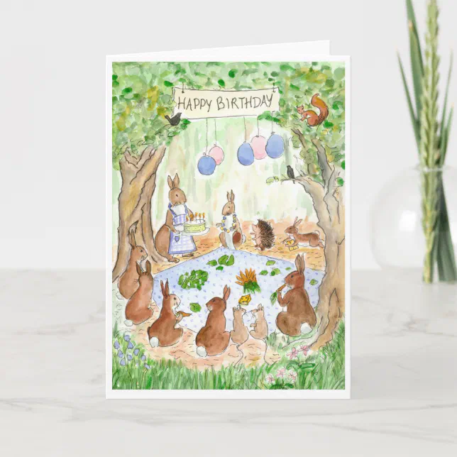 'Bunny Rabbits' Birthday Card | Zazzle