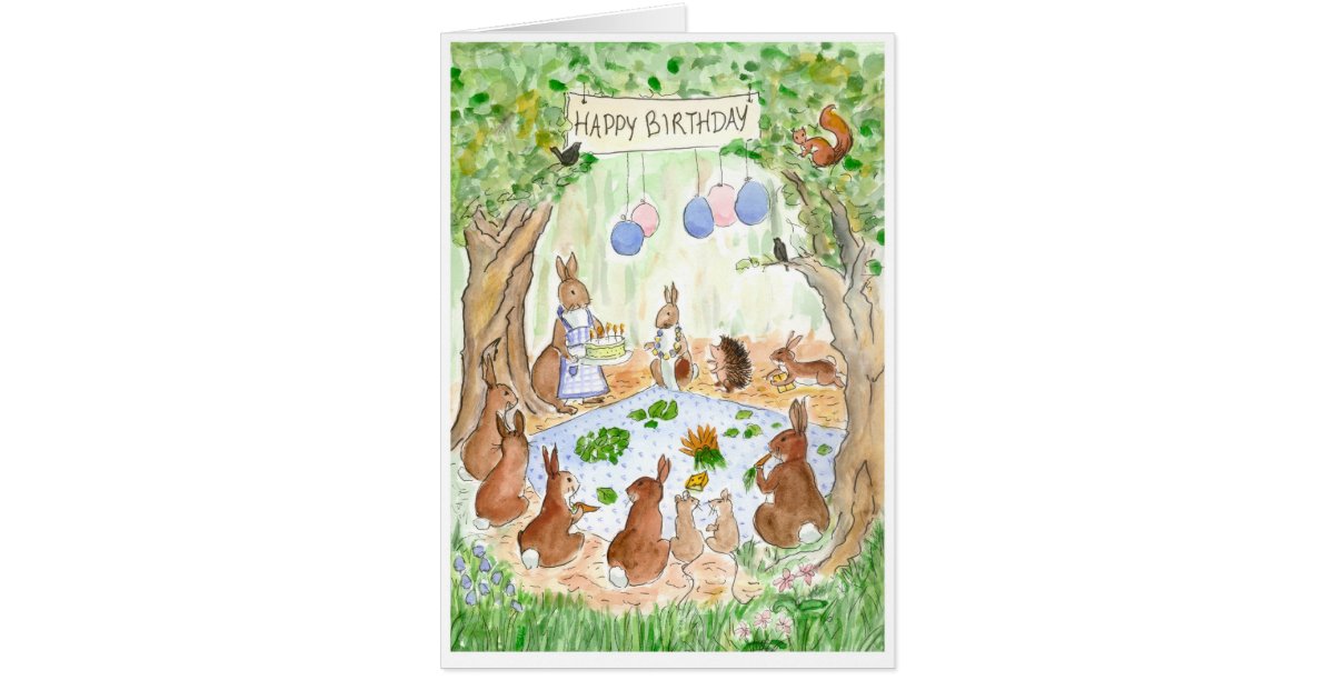 'Bunny Rabbits' Birthday Card | Zazzle.com