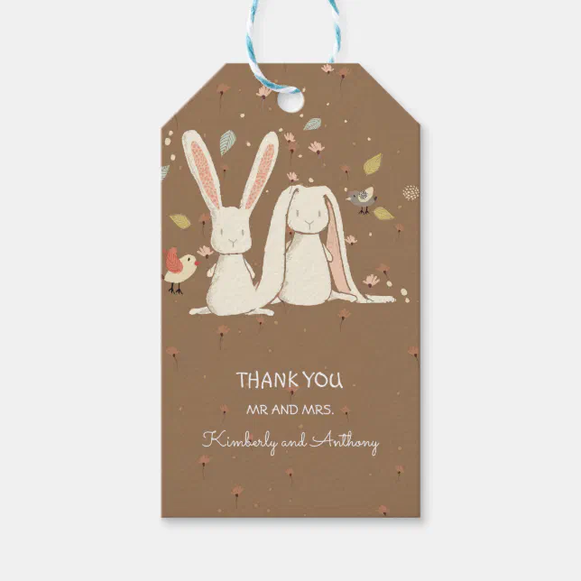 Bunny Rabbits Couple Cute Sweet Lovely Gift Tags | Zazzle