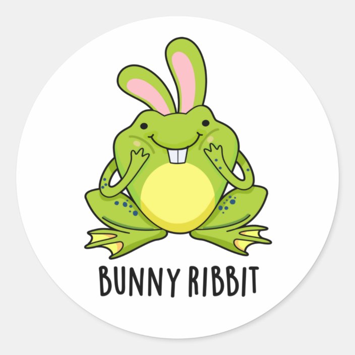 Bunny Ribbit Funny Rabbit Frog Pun Classic Round Sticker | Zazzle.com