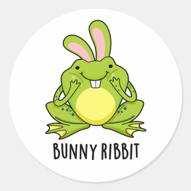 Bunny Ribbit Funny Rabbit Frog Pun Classic Round Sticker | Zazzle