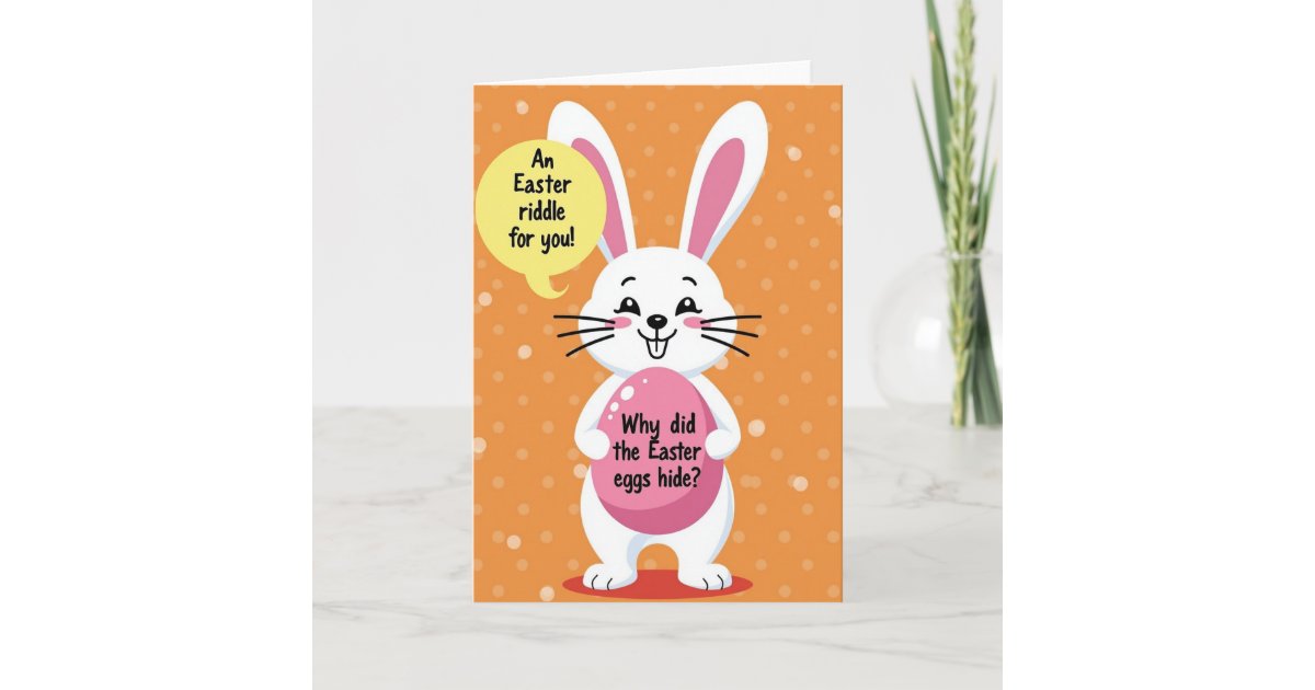 Bunny Riddle Fun Spring Card | Zazzle