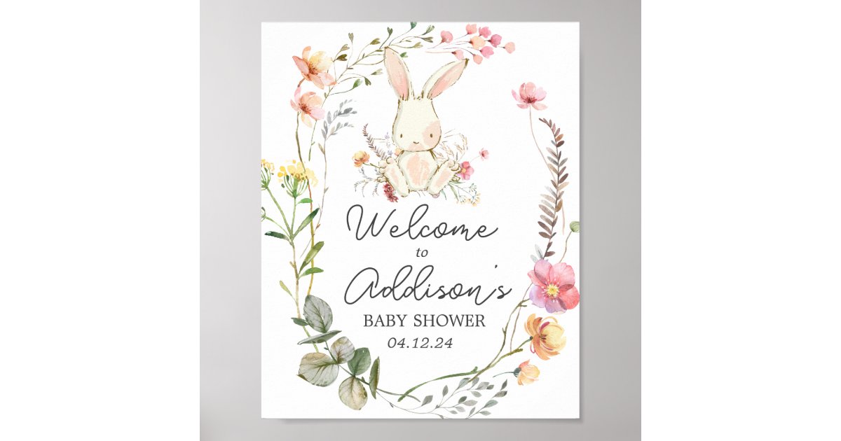 Bunny welcome sign, bunny poster, poster | Zazzle