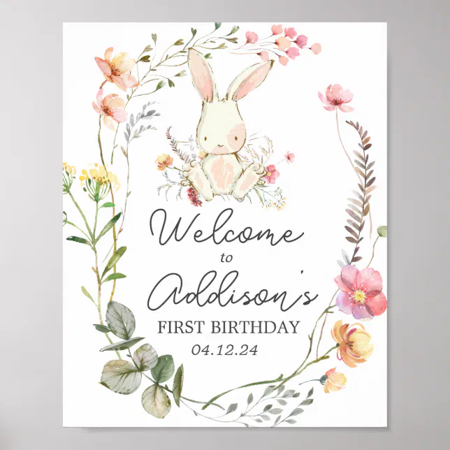 Bunny welcome sign, bunny poster, poster | Zazzle