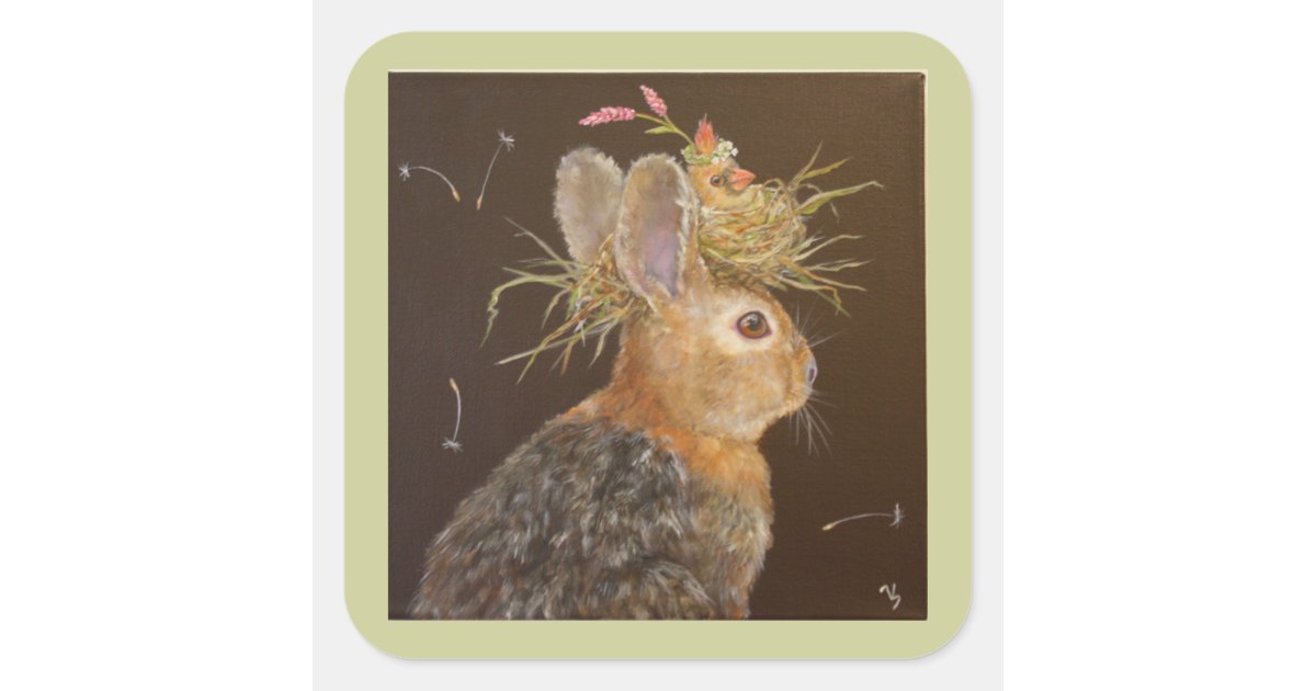 Bunny with nesting cardinal stickers | Zazzle