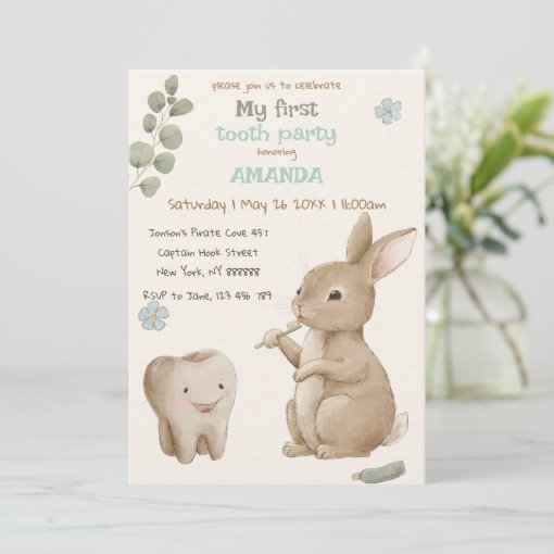 Bunny's First Tooth Party Invitation | Zazzle