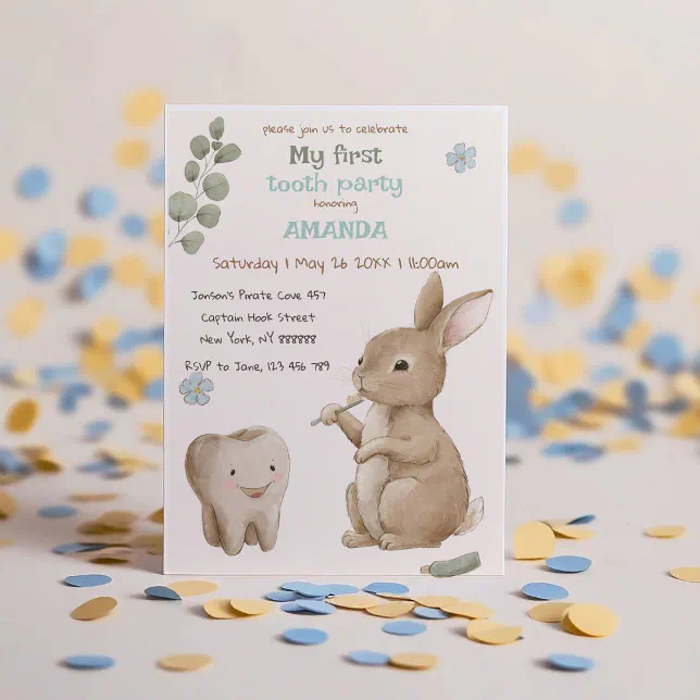 Bunny's First Tooth Party Invitation | Zazzle