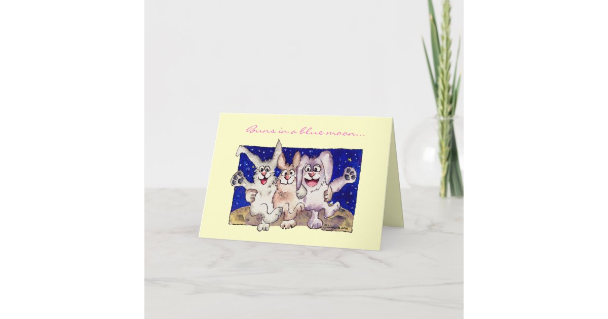 Buns in a Blue Moon Happy Easter Card | Zazzle