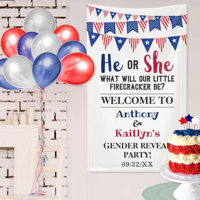 Bunting Flags 4th Of July Gender Reveal Party Banner | Zazzle