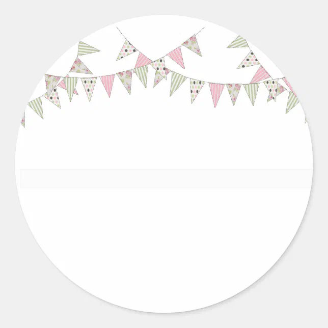 Bunting - Pink & Green Classic Round Sticker | Zazzle