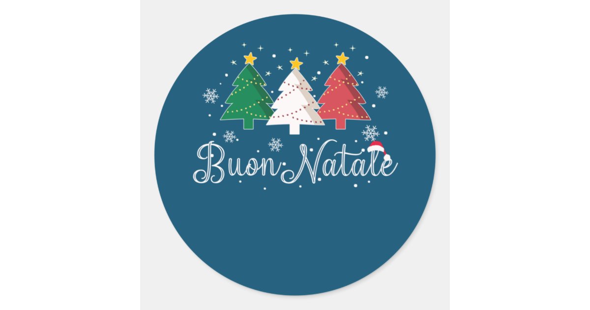 Buon Natale Italian Christmas Tree Classic Round Sticker | Zazzle