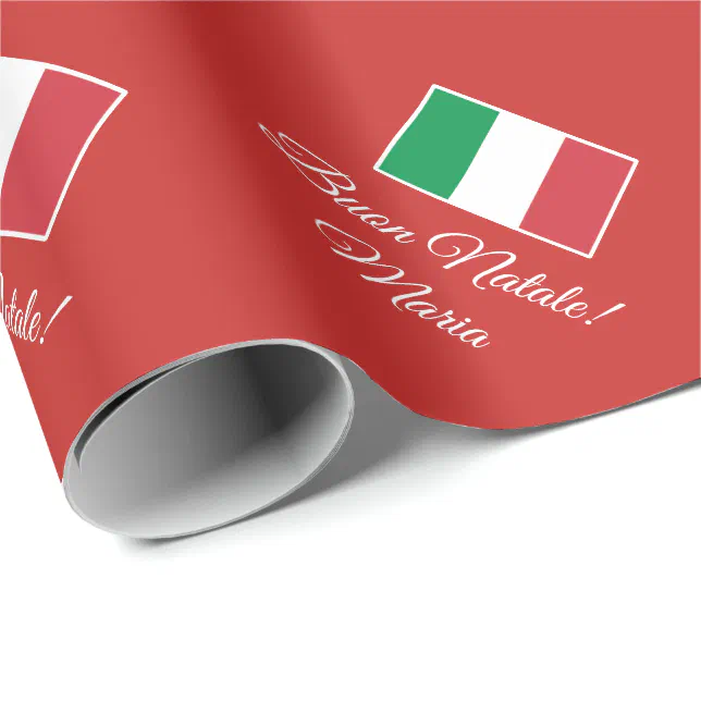 Buon Natale Italian flag Christmas Holiday custom Wrapping Paper | Zazzle