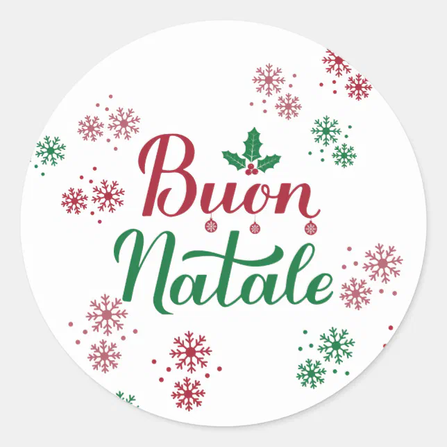 Buon Natale Italian Merry Christmas Classic Round Sticker | Zazzle