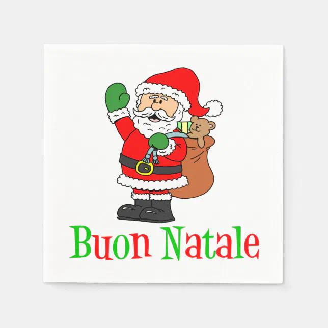 Buon Natale Italian Merry Christmas Santa Napkins | Zazzle