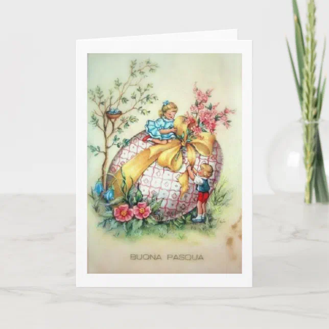 Buona Pasqua! Vintage Italian Easter Card | Zazzle