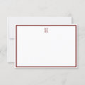Burgandy and White Monogrammed Flat Note Card | Zazzle